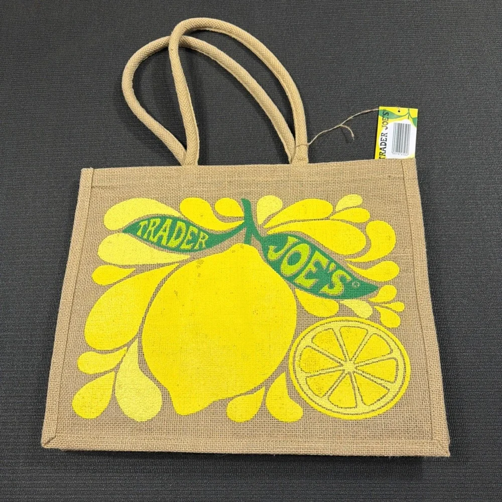 Trader Joe'S | Bags | Trader Joes Lemon Lime Tote Reusable Jute Burlap ...